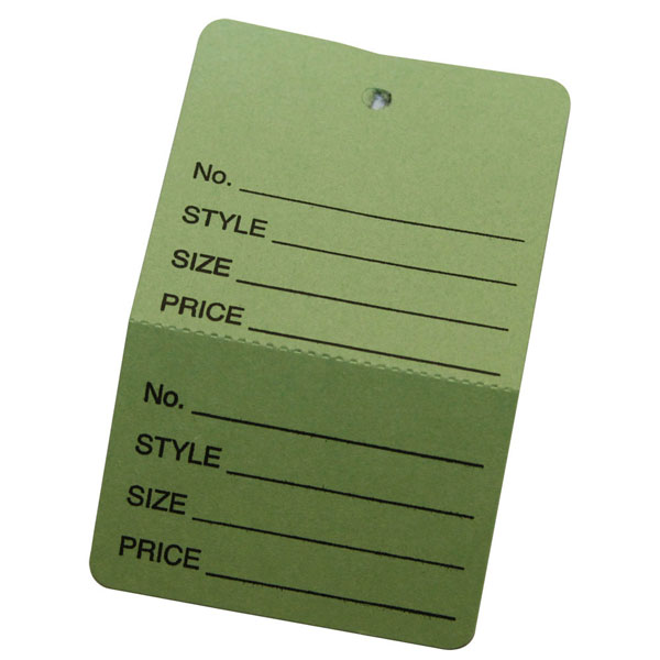 Light Green Strung Price Tags - Perforated | G+B Store Fixtures