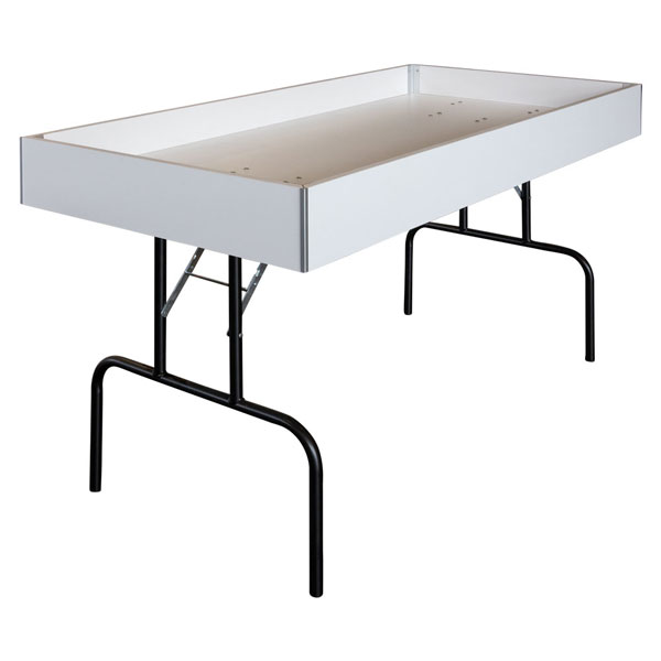 White Folding Merchandising Dump Table With Black Legs| By G+B