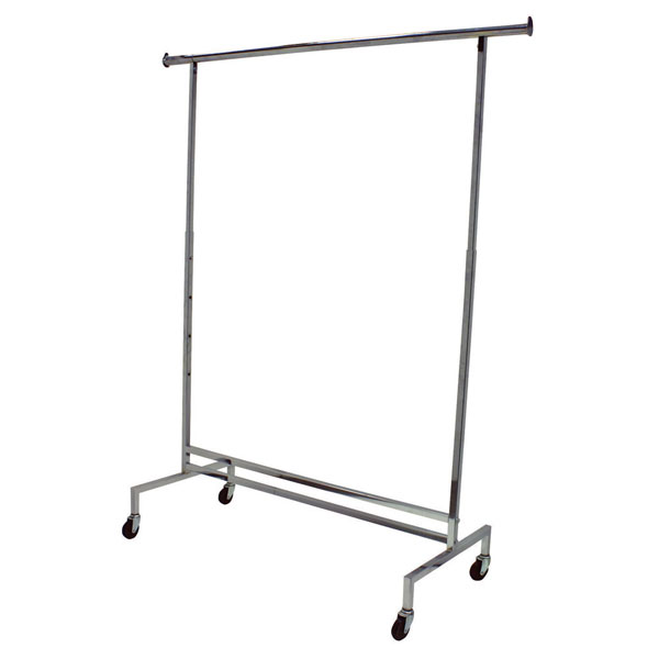 Single Hangrail Chrome Rolling Garment Rack | Retail Apparel Racks | By ...
