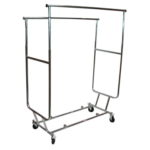 Collapsible Double Bar Salesman Garment Rack With Casters| By G+B
