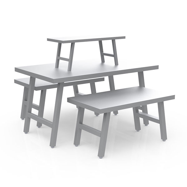 Metallic Silver Sawhorse Tables