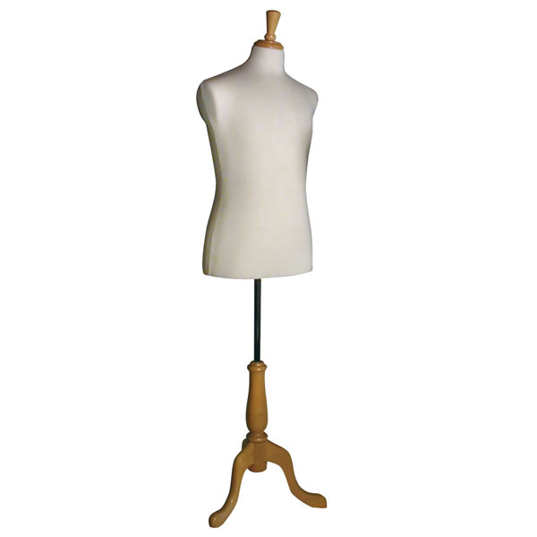 White Male Jersey Covered Coat Form With Adjustable Base| By G+B