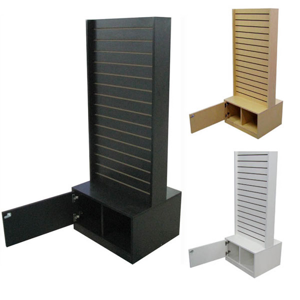 2-Sided Slatwall Tower With Cabinet | Retail Slatwall Displays | By ...